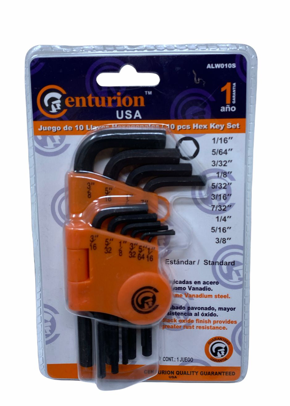 Centurion 10pc Standard Allen Key Set ALW01OS — Total Hardware & Supplies